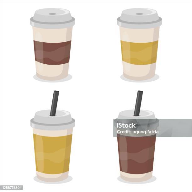 Kopi Mug Set Desain Minuman Kafein Sarapan Dan Minuman Tema Vector
