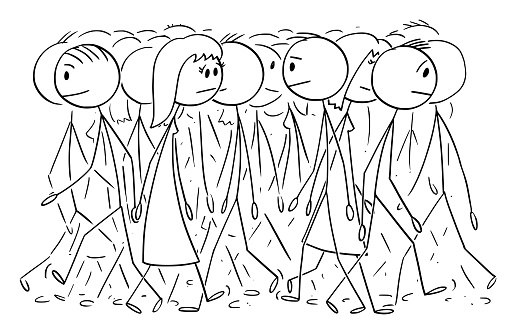 Vektorcartoonillustration Von Crowd Oder Gruppe Von Menschen Zu Fuß Auf ... Vektorcartoonillustration Von Crowd Oder Gruppe Von Menschen Zu Fuß Auf ...