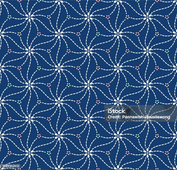 Modèle Sans Couture Japonais De Vecteur Détoile De Fleur De Boucle