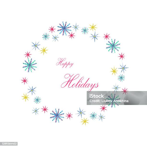 Prasasti Happy Holidays Dalam Bingkai Bulat Kepingan Salju Multiwarna ... Prasasti Happy Holidays Dalam Bingkai Bulat Kepingan Salju Multiwarna ...