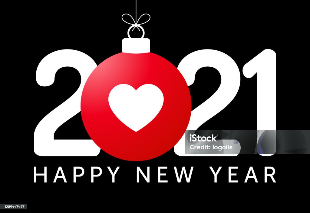 Bonne Année 2021 Avec Icône De Coeur Illustration De Vecteur Dans Le
