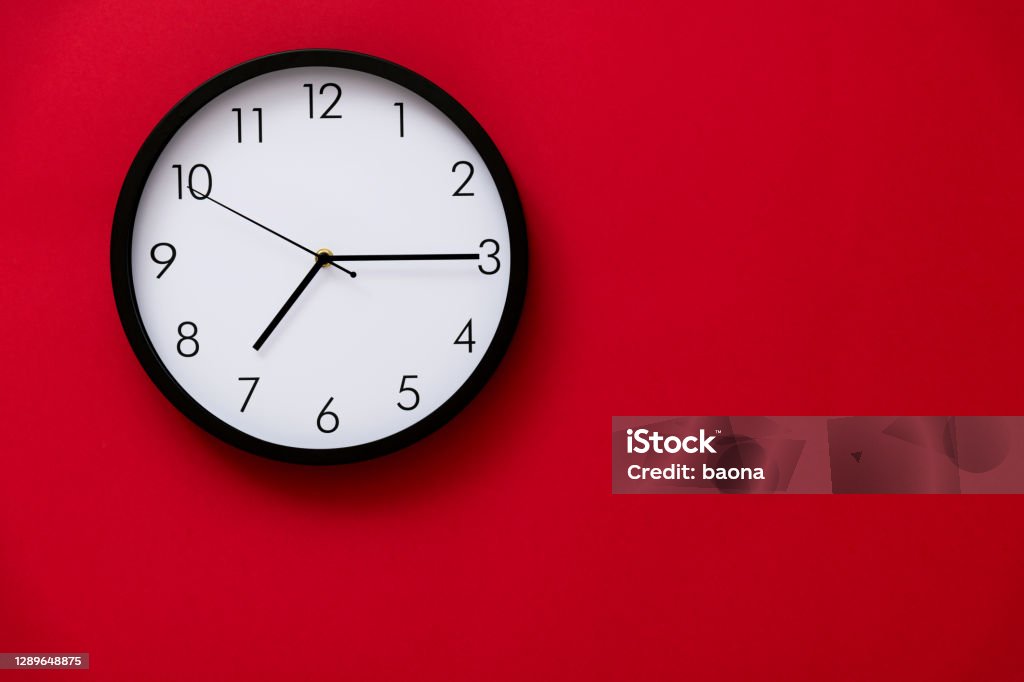 Black Wall Clock On Red Background Stock Photo - Download Image Now - 7 ... Black Wall Clock On Red Background Stock Photo - Download Image Now - 7 ...