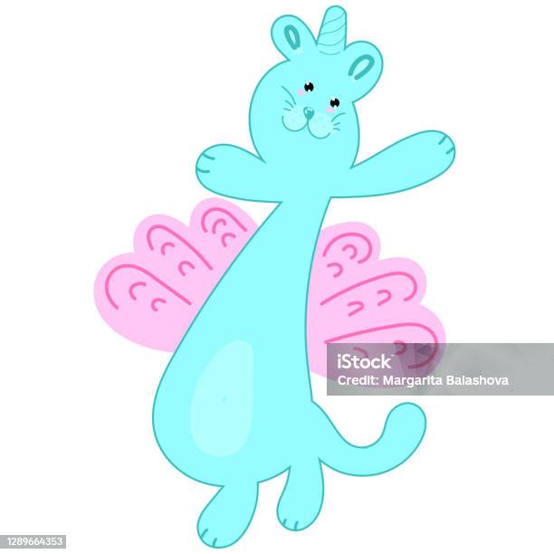 Pembe Kanatları Ve Tek Boynuzlu Boynuzlu Sevimli Mavi Kedi Vektör Çocuk ... Pembe Kanatları Ve Tek Boynuzlu Boynuzlu Sevimli Mavi Kedi Vektör Çocuk ...