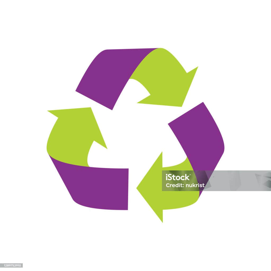 Un Panneau De Recyclage Violet Et Vert Illustration Vectorielle Isolée