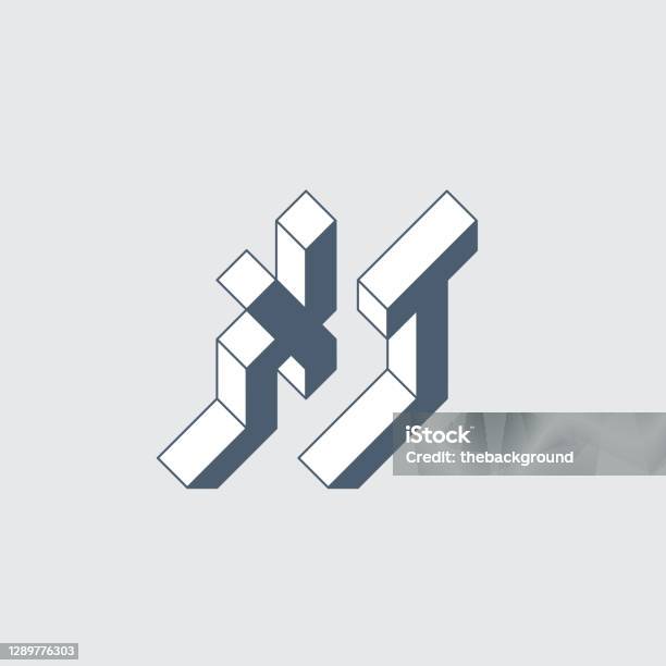 Huruf Tiga Dimensi X Dan T Font 3d Isometrik Untuk Desain Xt Monogram