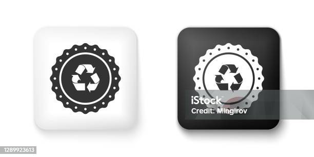 Icône Noire Et Blanche Détiquette De Symbole De Recycle Disolement Sur