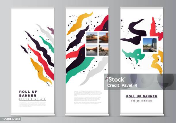 Tata Letak Vektor Dari Templat Desain Mockup Roll Up Untuk Selebaran