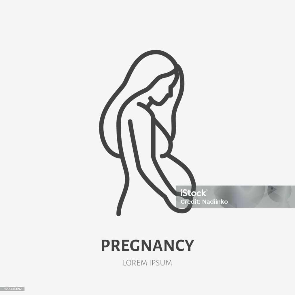 Pregnancy Flat Line Icon Vector Outline Illustration Of Pregnant Woman