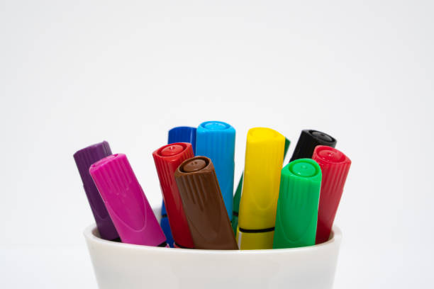 Free Stock Photo of Multicolored markers in a white cup | Download Free ...