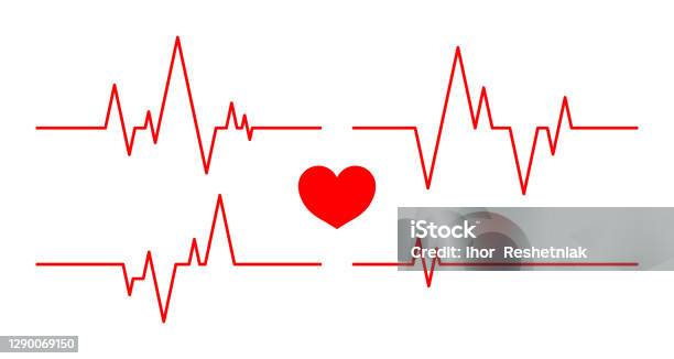 Ilustración De Línea De Latidos Pulso Y Cardiograma En El Monitor