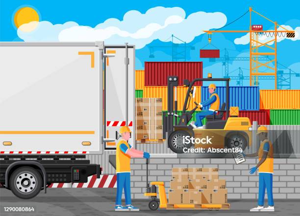 Forklift Memuat Kotak Palet Ke Truk Lorry Ilustrasi Stok - Unduh Gambar ... Forklift Memuat Kotak Palet Ke Truk Lorry Ilustrasi Stok - Unduh Gambar ...