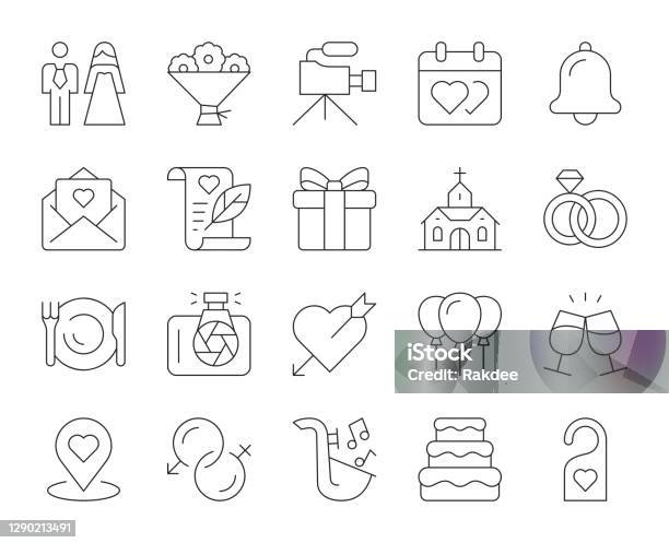 Pernikahan Ikon Garis Tipis Ilustrasi Stok Unduh Gambar Sekarang