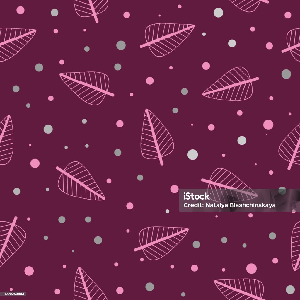 Simple Doodle Leaves Seamless Pattern Vector Stylized Leaves In