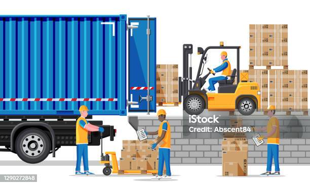 Forklift Memuat Kotak Palet Ke Truk Lorry Ilustrasi Stok - Unduh Gambar ... Forklift Memuat Kotak Palet Ke Truk Lorry Ilustrasi Stok - Unduh Gambar ...