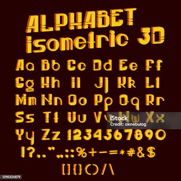 Font 3d Isometrik Vektor Kumpulan Huruf Warna Angka Dan Tanda Baca