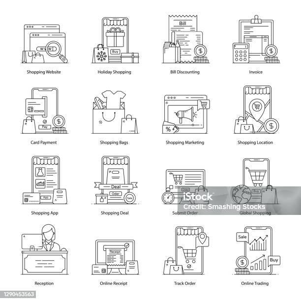 Ilustración de Pack De Iconos Planos De Compras En Línea y más Vectores ... Ilustración de Pack De Iconos Planos De Compras En Línea y más Vectores ...