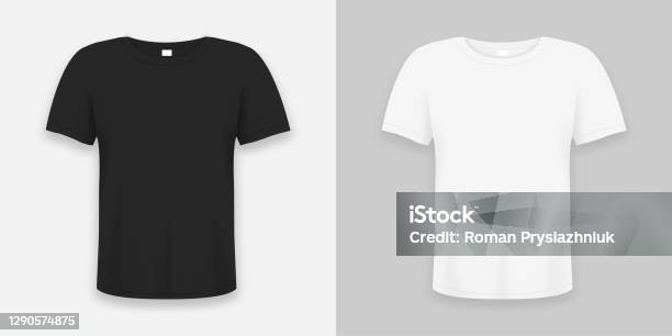 Tshirt Mockup Realistis Dalam Warna Putih Dan Hitam Template 3d Kemeja