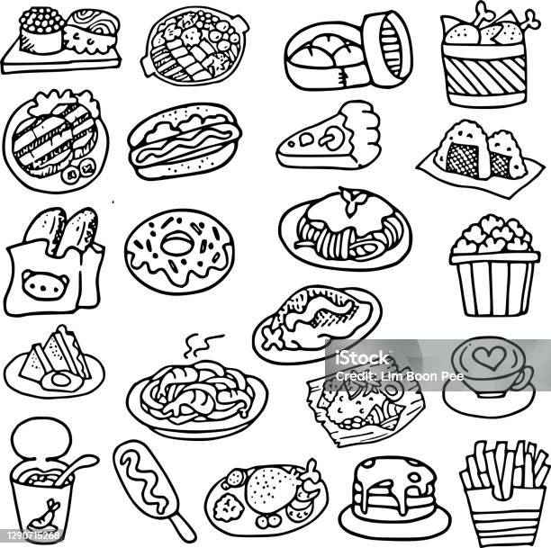Ilustración De Conjunto De Dibujos Animados De Alimentos Vectoriales Y