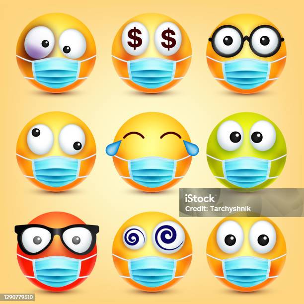 Émoticônes Collection De Vecteurs Emoji Visage Jaune De Dessin Animé