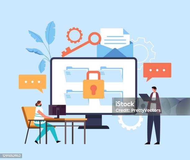 Konsep Transfer Dokumen File Data Yang Aman Ilustrasi Desain Grafis
