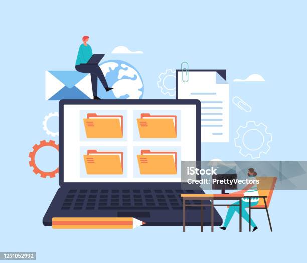 Konsep Database Dokumen Organisasi File Ilustrasi Desain Grafis Kartun