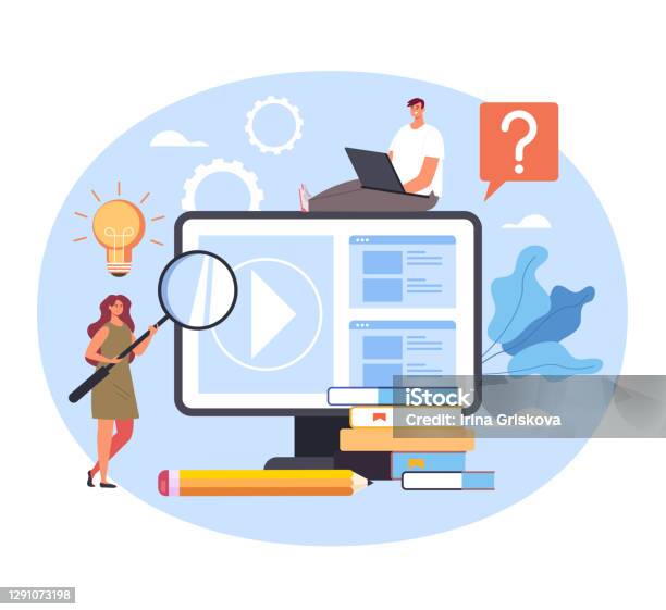 Tutorial Video Kelas Belajar Internet Web Online Konsep Vektor