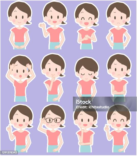 Illustration Of Moms Facial Expression Set Stock Illustration
