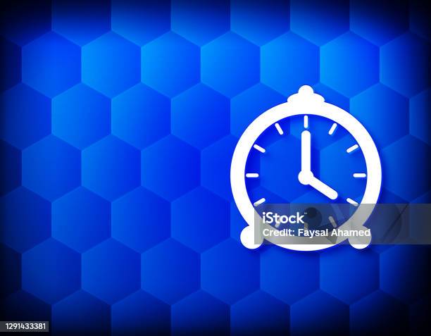 Ikon Jam Alarm Segi Enam Latar Belakang Biru Abstrak Mulus Desain
