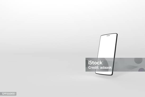 Mockup Smartphone Dengan Layar Putih Kosong Di Latar Belakang Putih