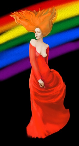 Wajah Wanita Dengan Latar Belakang Warna Bendera Lgbt Ilustrasi Stok