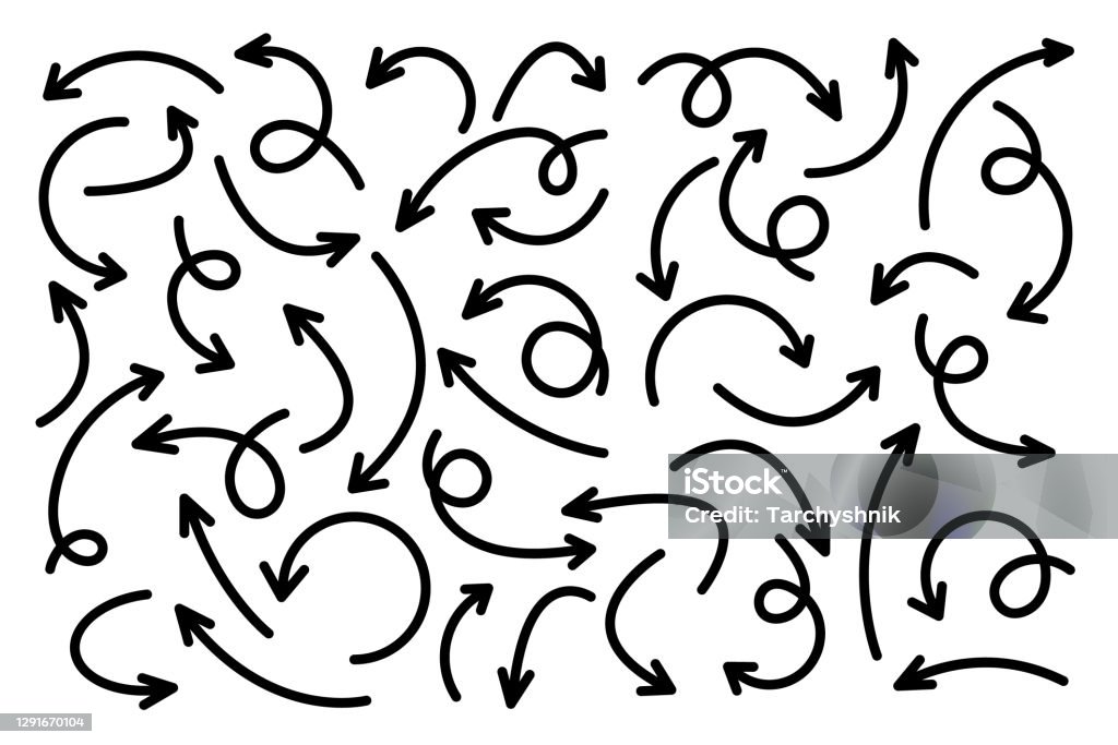 Ilustración De Flechas Dibujadas A Mano Negras En Fondo Blanco Flecha