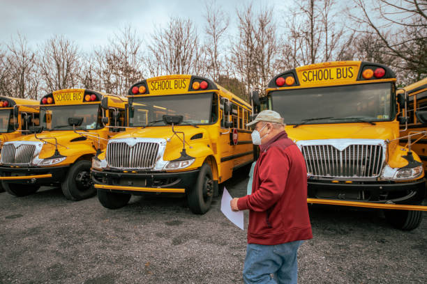 Free Stock Photo of Man Standing in Front of Yellow School Bus ...
