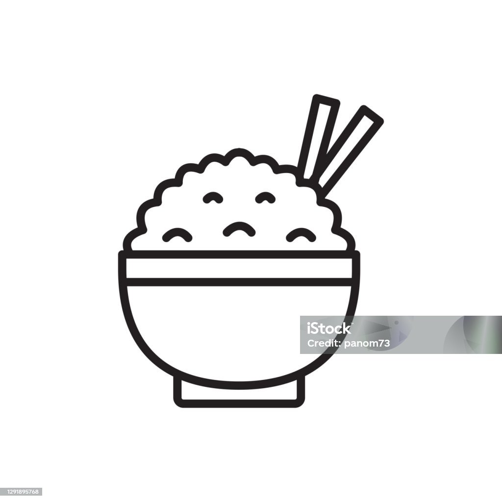 Nasi Dalam Mangkuk Garis Besar Ikon Vektor Untuk Desain Grafis Logo ... Nasi Dalam Mangkuk Garis Besar Ikon Vektor Untuk Desain Grafis Logo ...