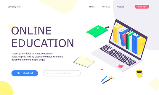 Isometrik Pendidikan Online Mempelajari Konsep Template Web Komputer