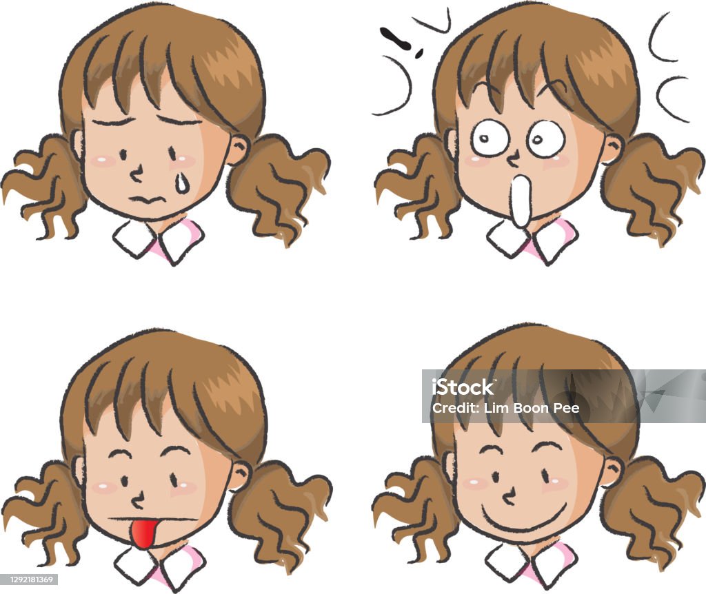 Vector Cartoon Girl Emoji Set Stock Illustration Download Image Now Adult Bulgaria Cartoon