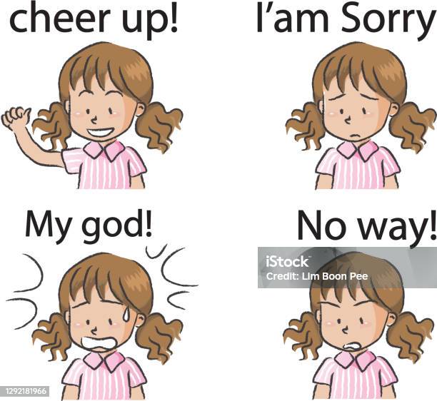 Vector Cartoon Girl Emoji Set Stock Illustration Download Image Now