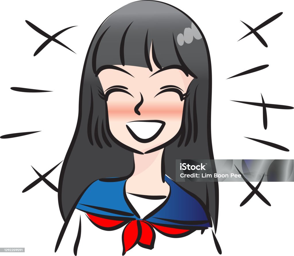 Vector Cartoon Girl Emoji Set Stock Illustration Download Image Now
