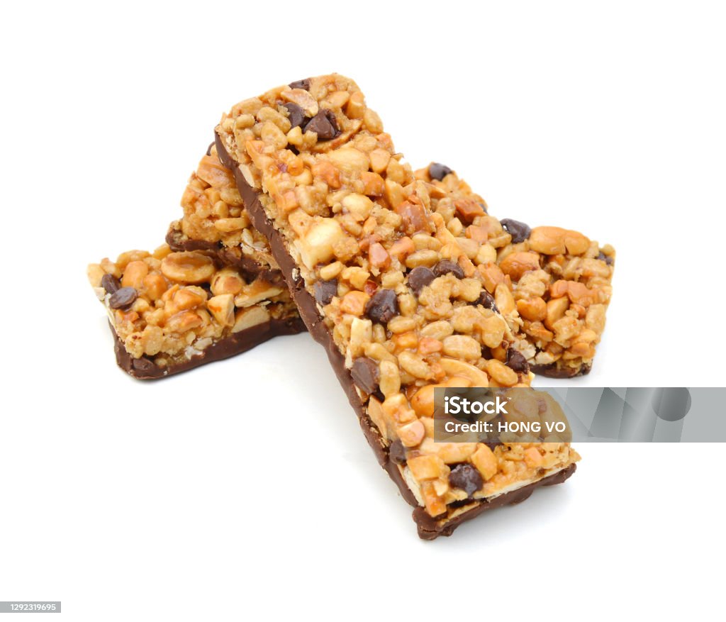 Stack Chocolate Chip With Peanuts Protein Bars Isolated On A White ... Stack Chocolate Chip With Peanuts Protein Bars Isolated On A White ...