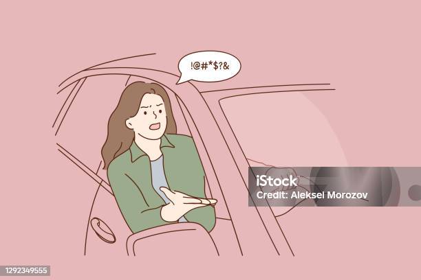 Pertengkaran Dan Emosi Negatif Konsep Pengemudi Mobil Ilustrasi Stok