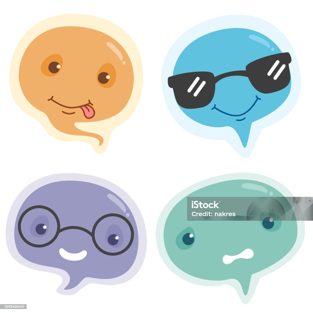 Cute Emoji Characters Speech Bubbles Stock Illustration Download