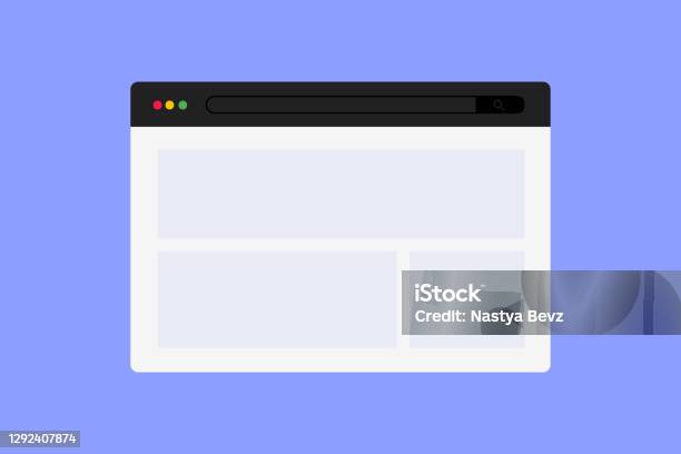 Jendela Browser Sederhana Di Latar Belakang Biru Ilustrasi Datar Modern