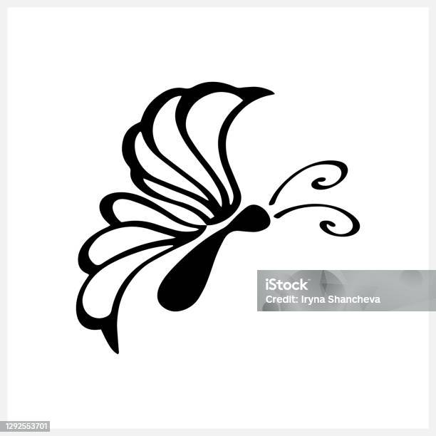 Graphisme De Papillon De Doodle Isolatednon Blanc Art De Ligne De