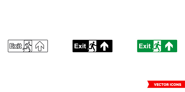 Icône De Sortie De Secours De Signe Durgence De 3 Types Couleur Noir Et