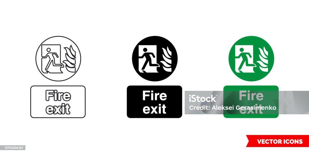 Icône De Sortie De Secours De Signe Durgence De 3 Types Couleur Noir Et