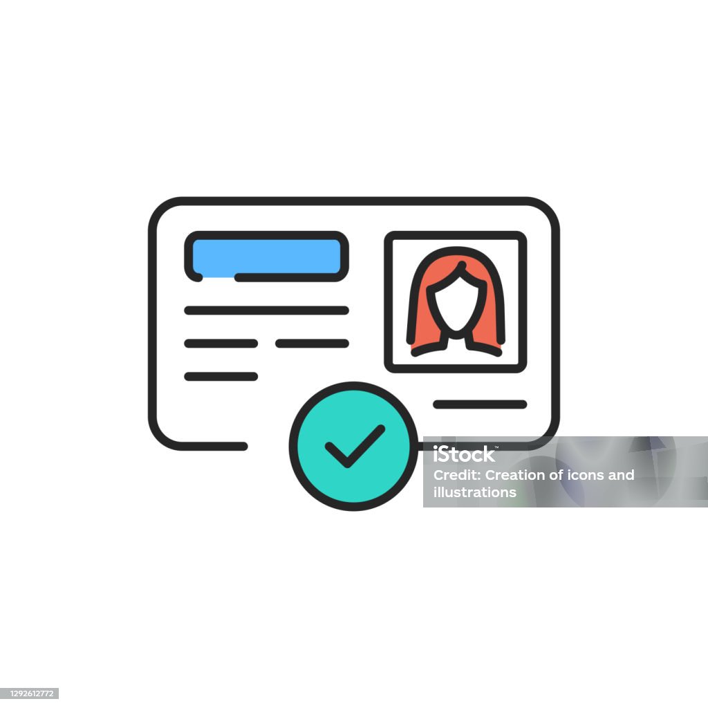 Approved Passport Color Line Icon Editable Stroke Stock Illustration