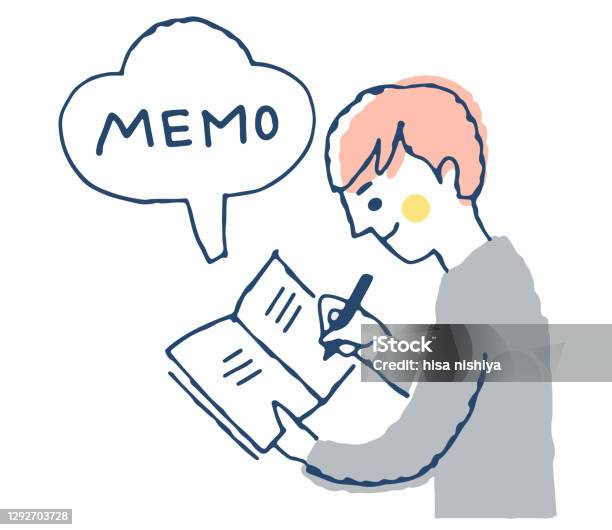 Ilustrasi Seorang Pria Menulis Di Notepad Ilustrasi Stok Unduh Gambar
