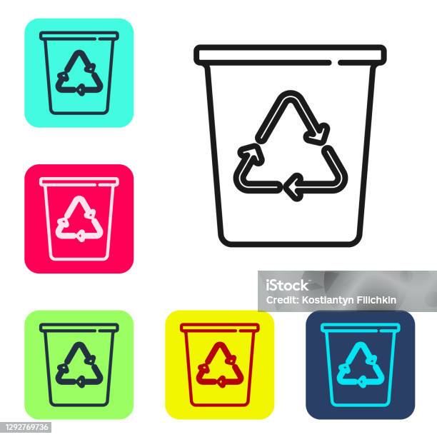 Bac De Recyclage De Ligne Noire Avec Licône De Symbole De Recyclage