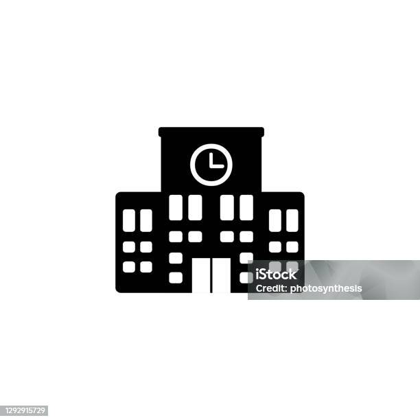 Ikon Vektor Gedung Sekolah Terisolasi Sekolah Bangunan Emoji Datar
