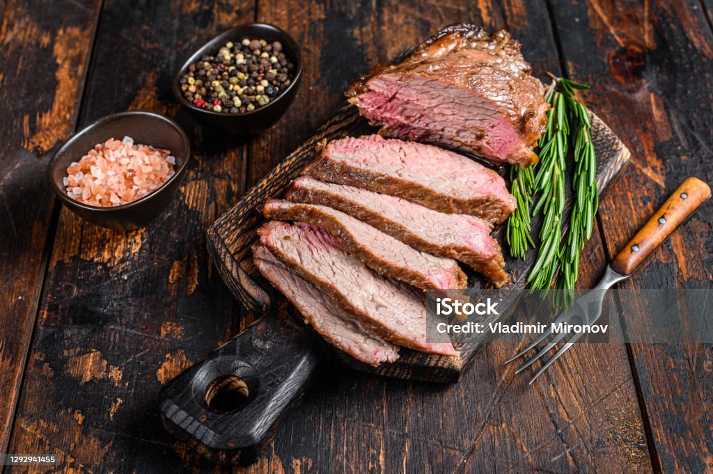Irisan Daging Sapi Panggang Sirloin Tri Tip Steak Bbq Latar Belakang