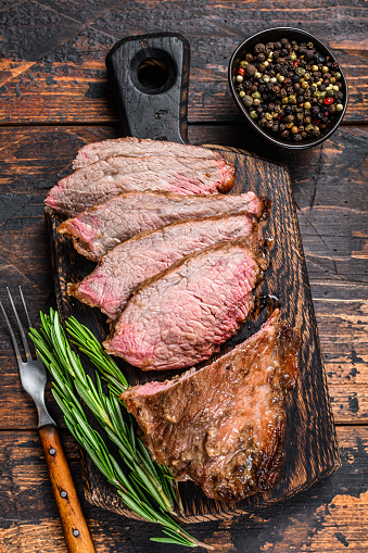 Irisan Daging Sapi Panggang Sirloin Tri Tip Steak Bbq Latar Belakang